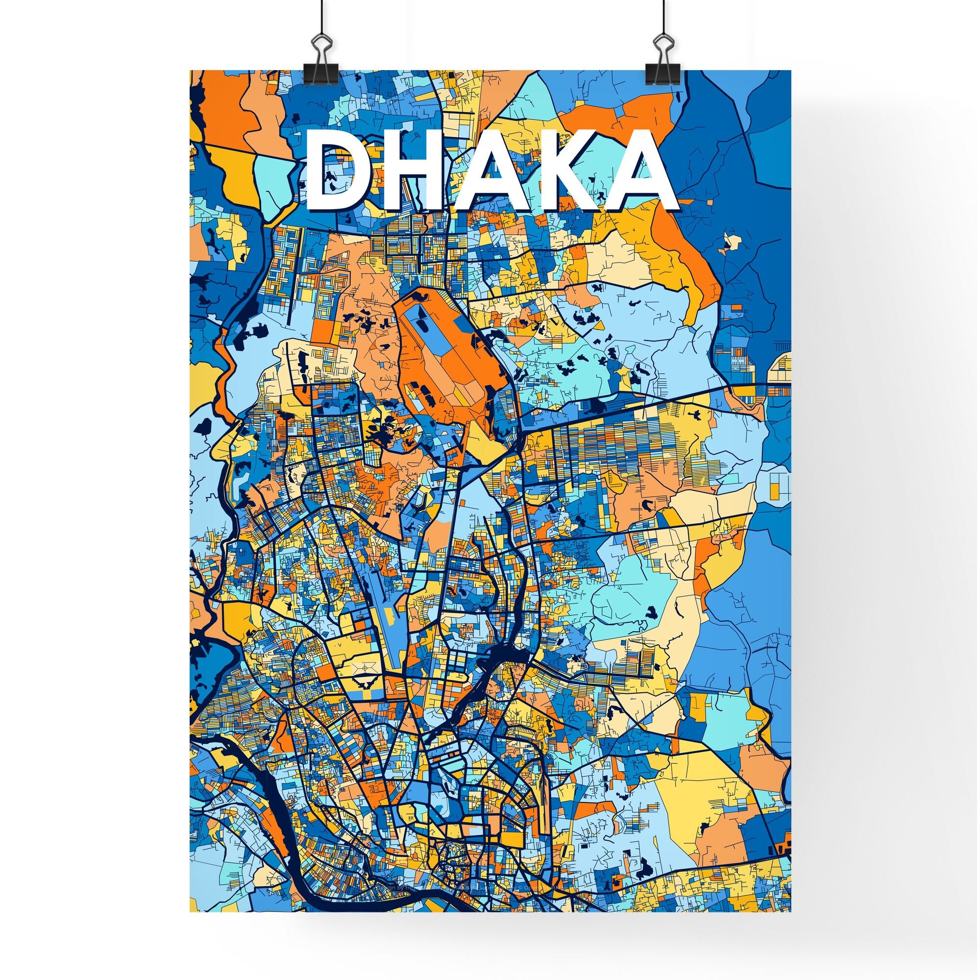 Dhaka Bangladesh Vibrant Map Poster – HEBSTREIT