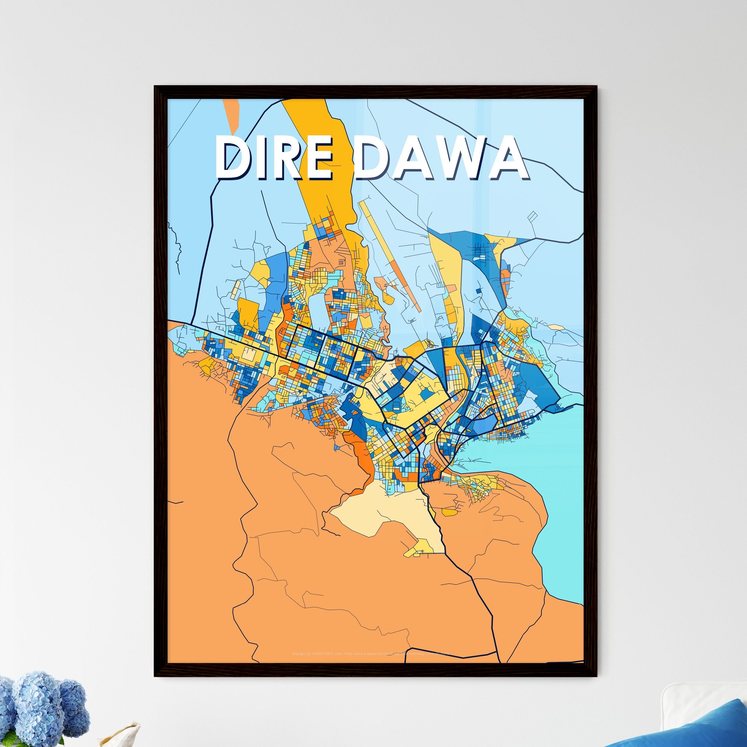 Dire Dawa Ethiopia Vibrant Map Poster – HEBSTREIT