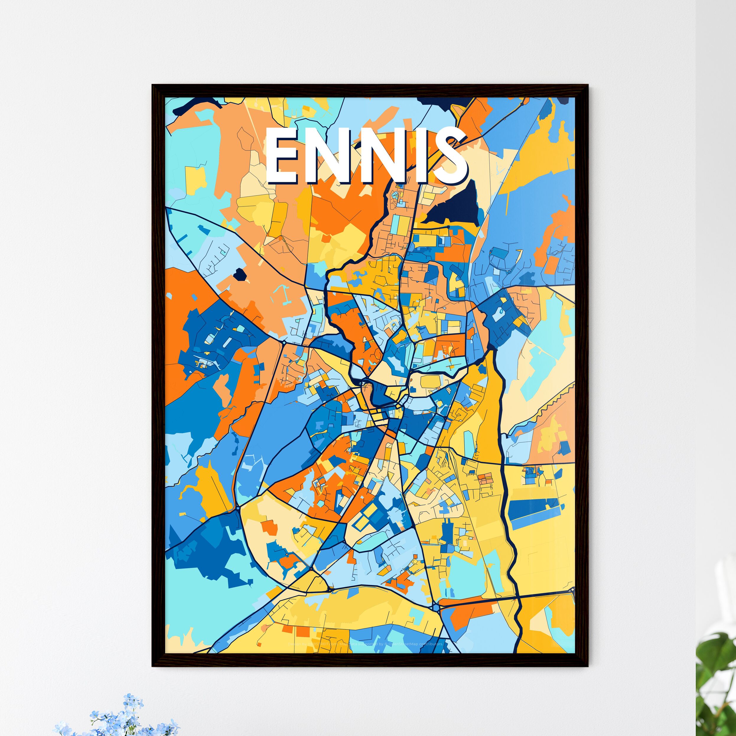 Ennis Ireland Vibrant Map Poster – HEBSTREIT