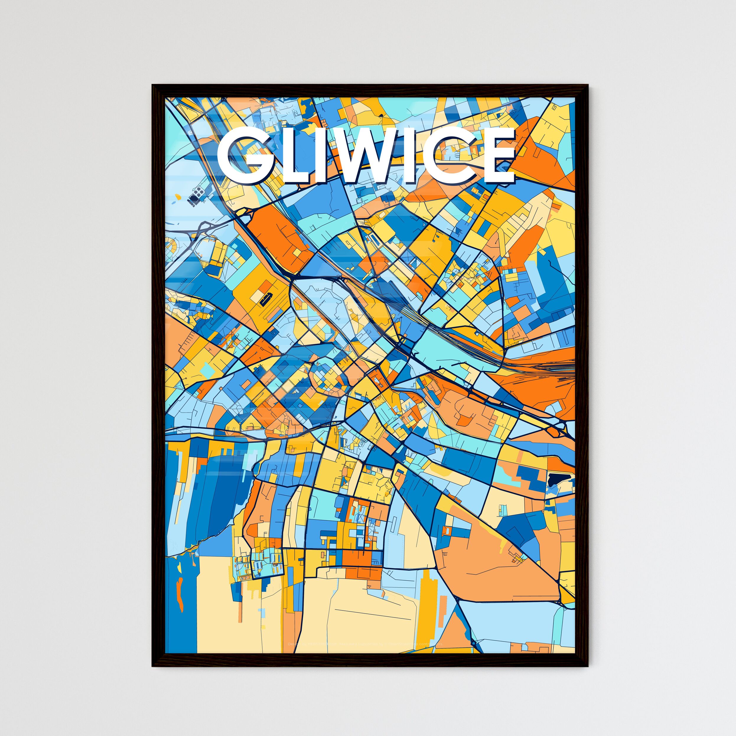 Gliwice Poland Vibrant Map Poster – HEBSTREIT