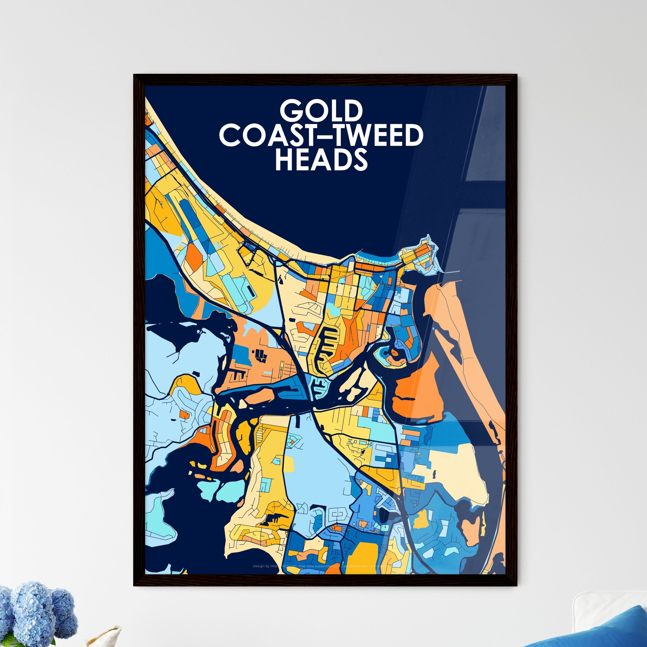 Gold Coast–Tweed Heads Australia Vibrant Map Poster – HEBSTREIT