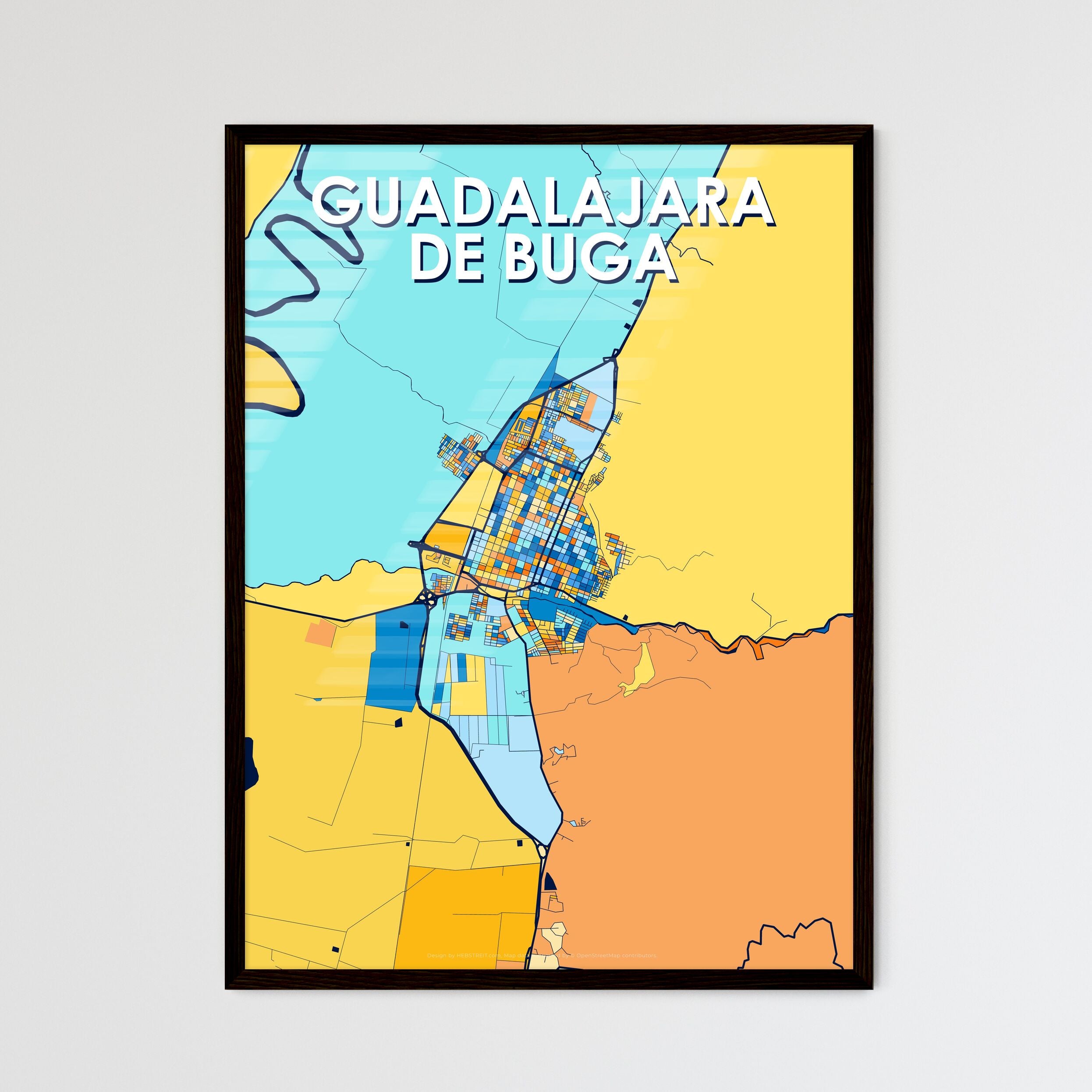 Guadalajara De Buga Colombia Vibrant Map Poster – HEBSTREIT