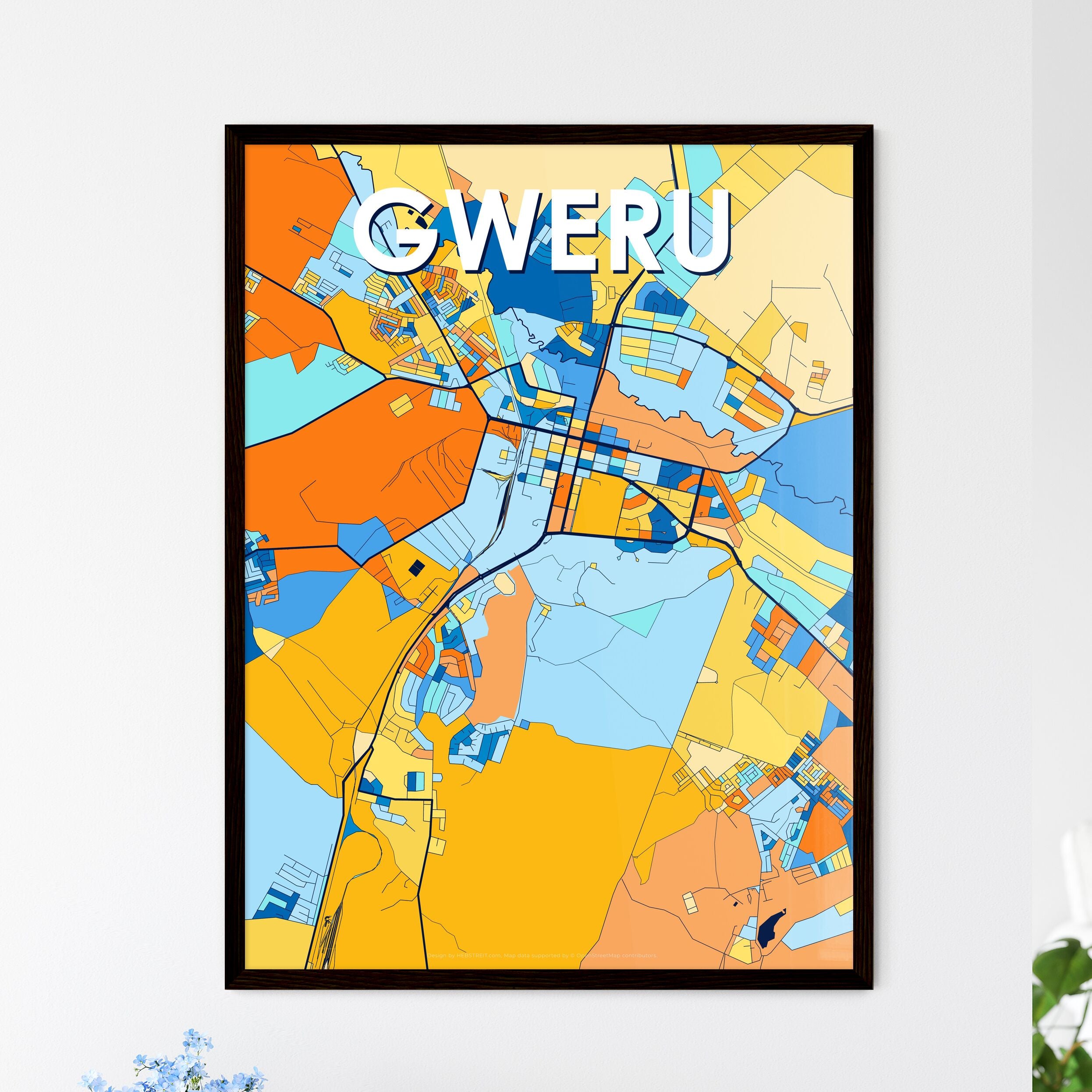 Gweru Zimbabwe Vibrant Map Poster – HEBSTREIT
