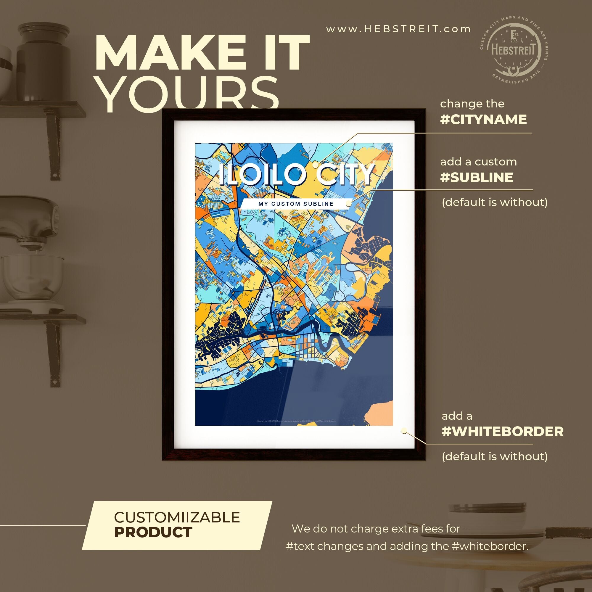 Iloilo City Philippines Vibrant Map Poster – HEBSTREIT