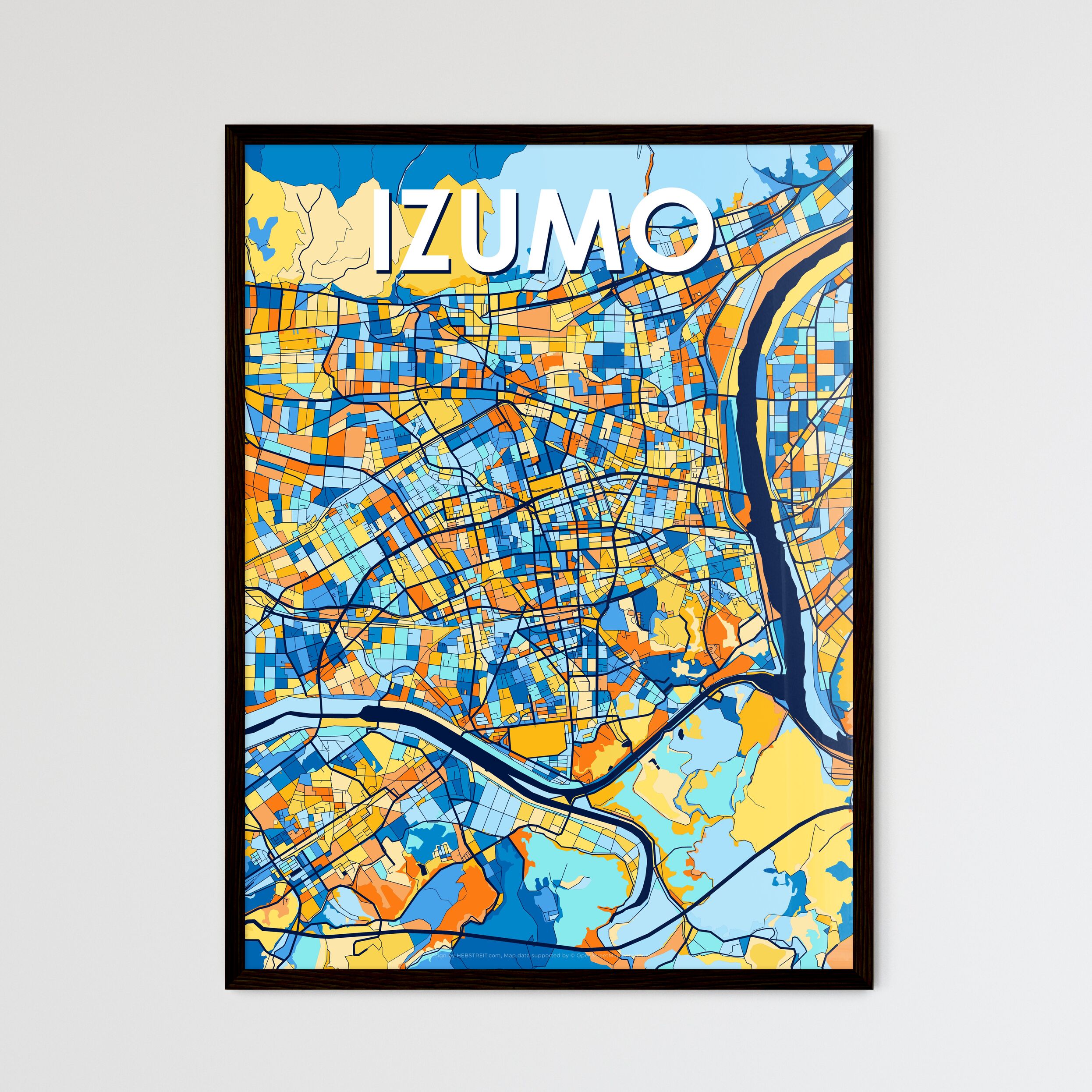 Izumo Japan Vibrant Map Poster – HEBSTREIT