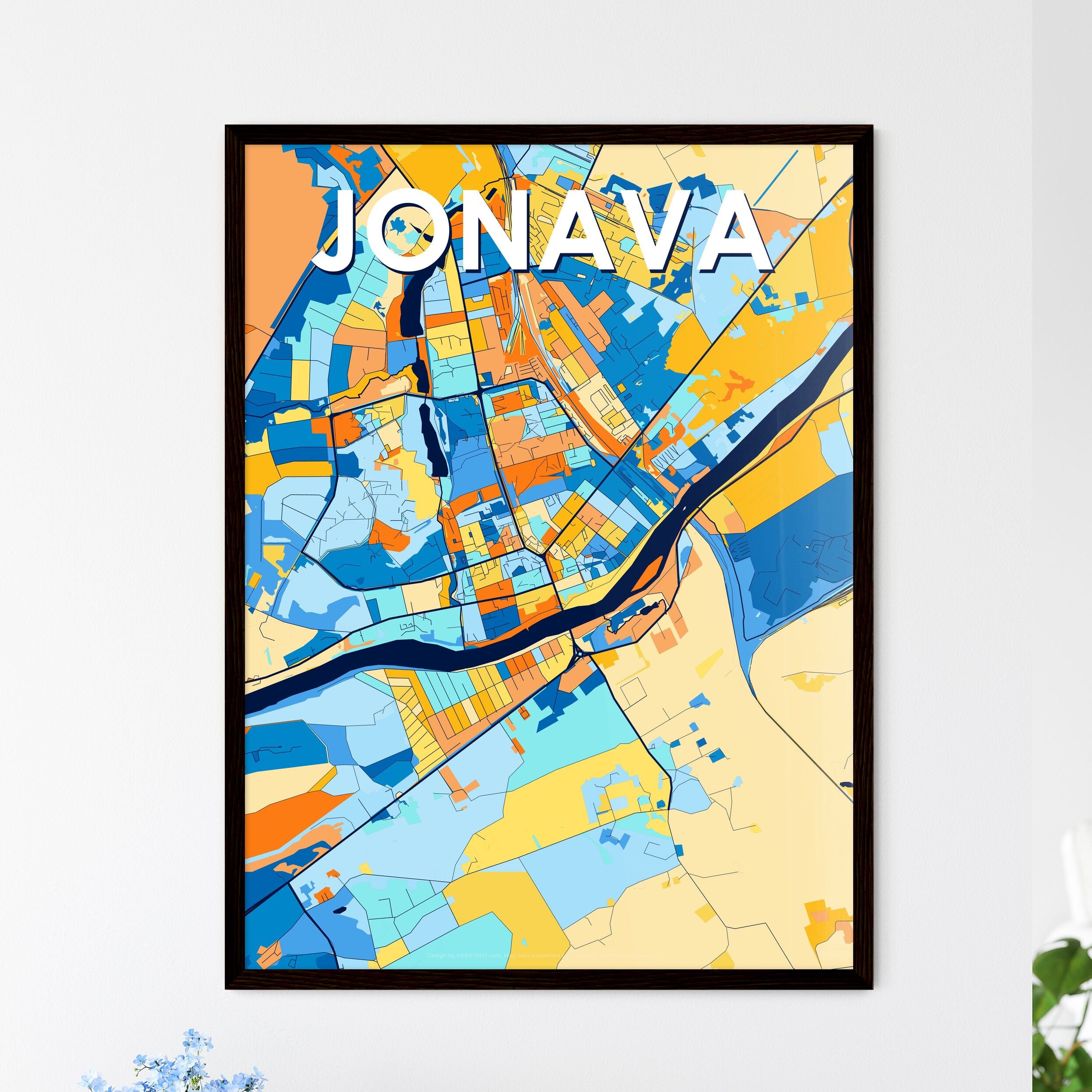 Jonava Lithuania Vibrant Map Poster – HEBSTREIT