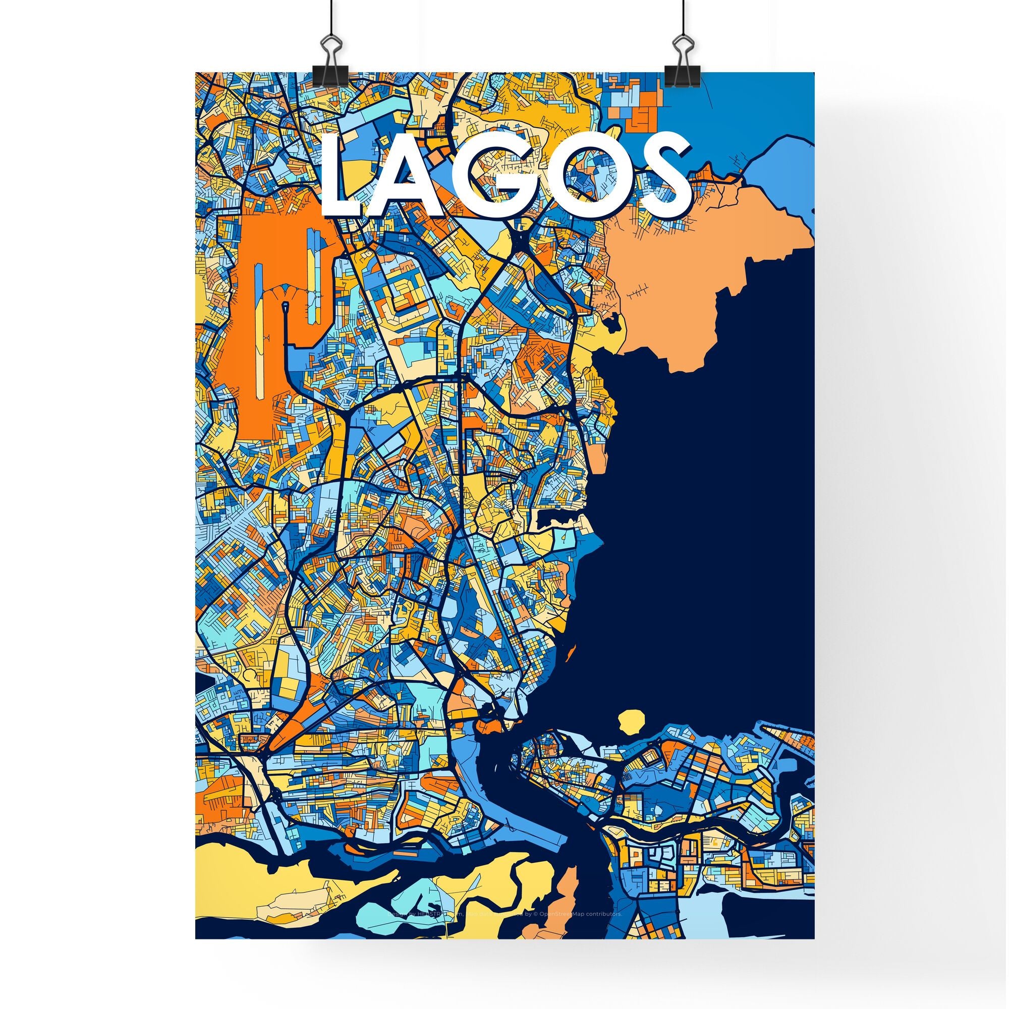 Lagos Nigeria Vibrant Map Poster – HEBSTREIT