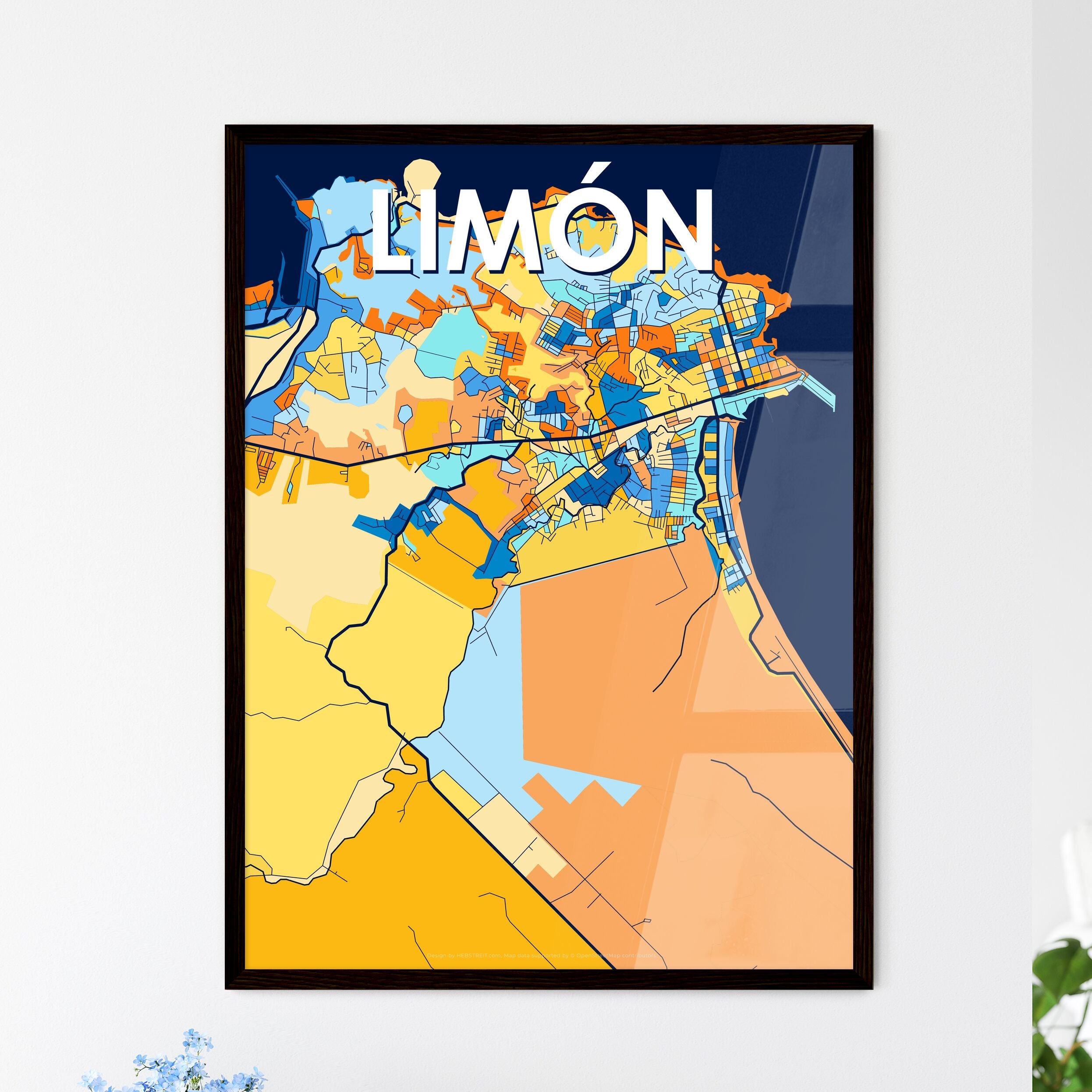 Limón Costa Rica Vibrant Map Poster – HEBSTREIT