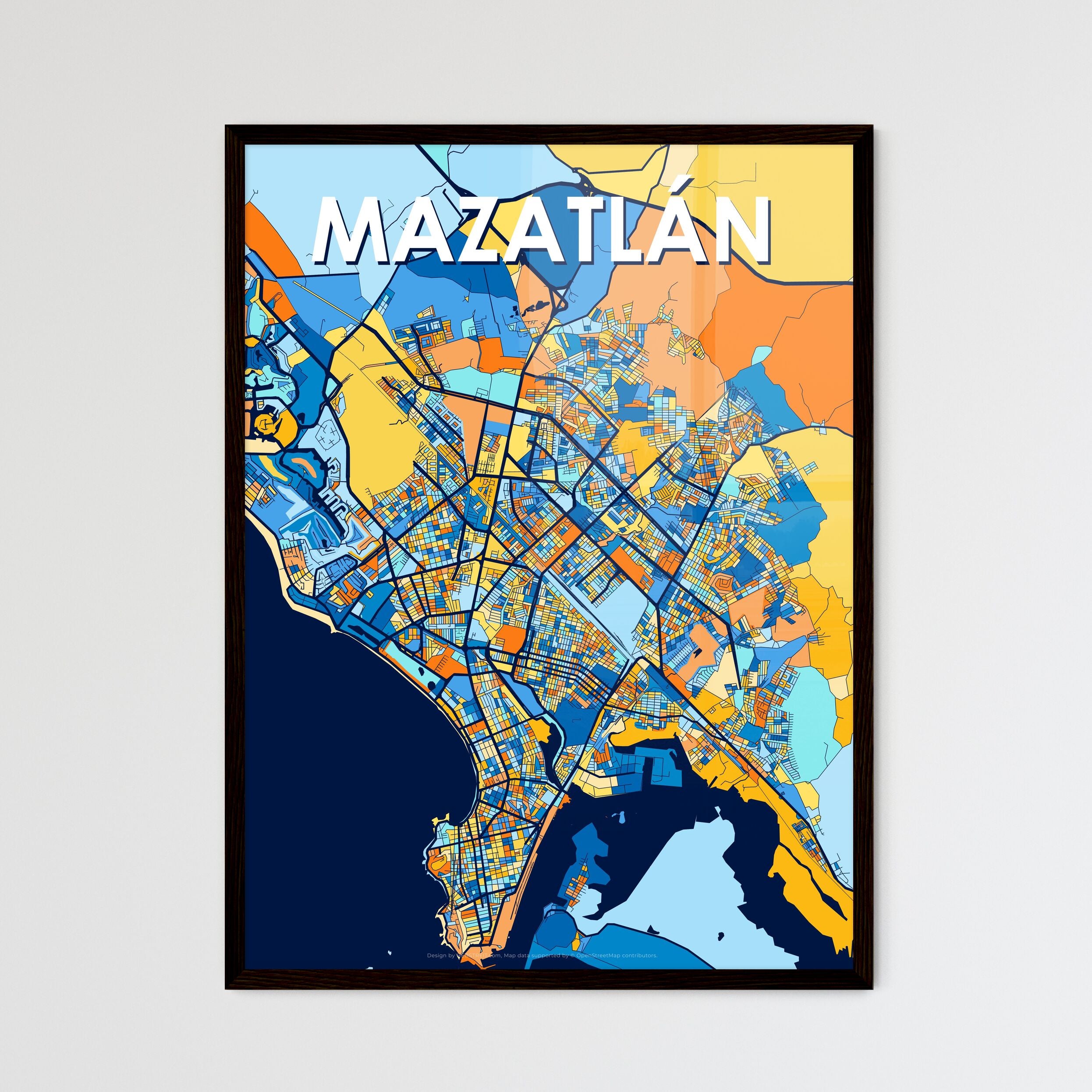 Mazatlán Mexico Vibrant Map Poster – HEBSTREIT