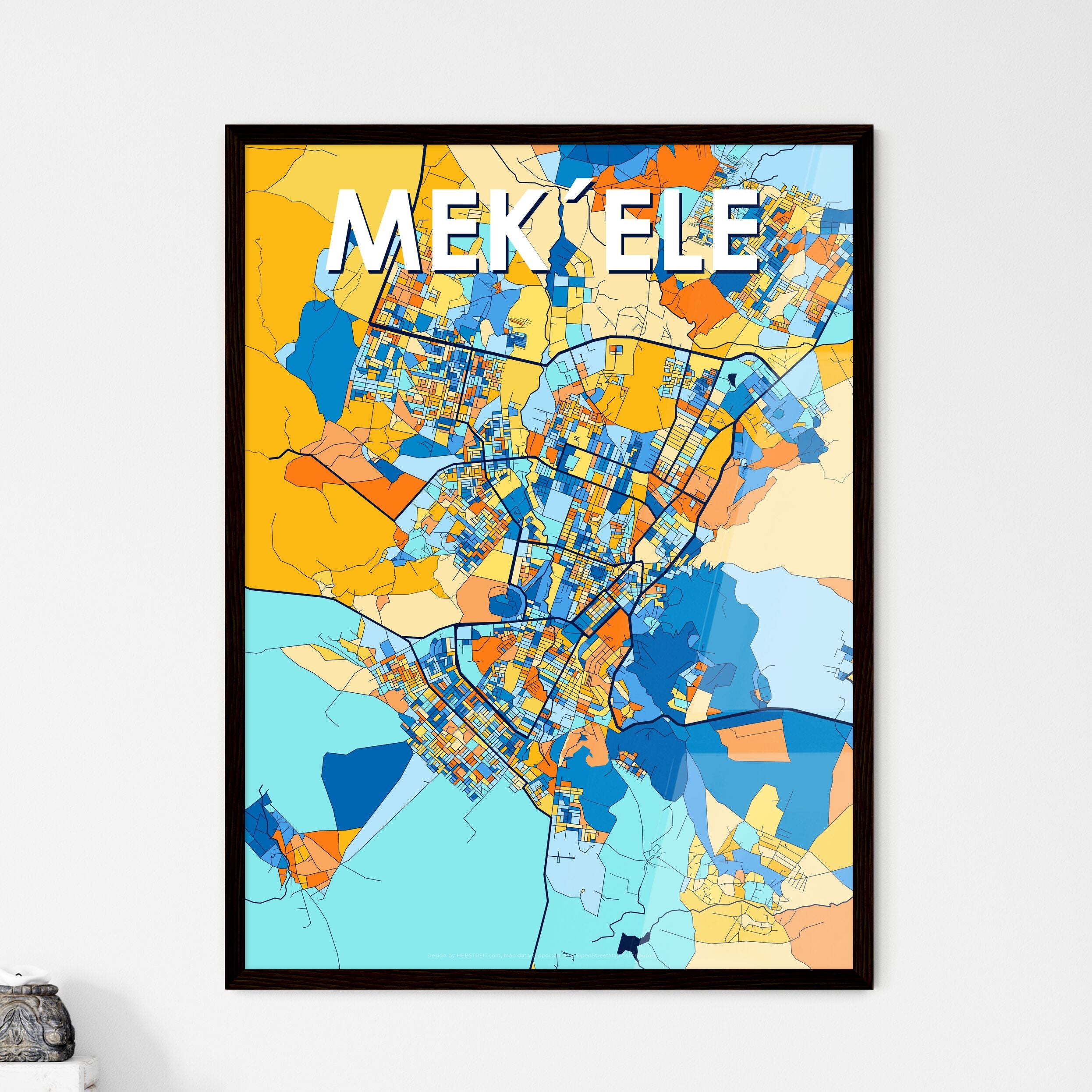 Mek´Ele Ethiopia Vibrant Map Poster – HEBSTREIT