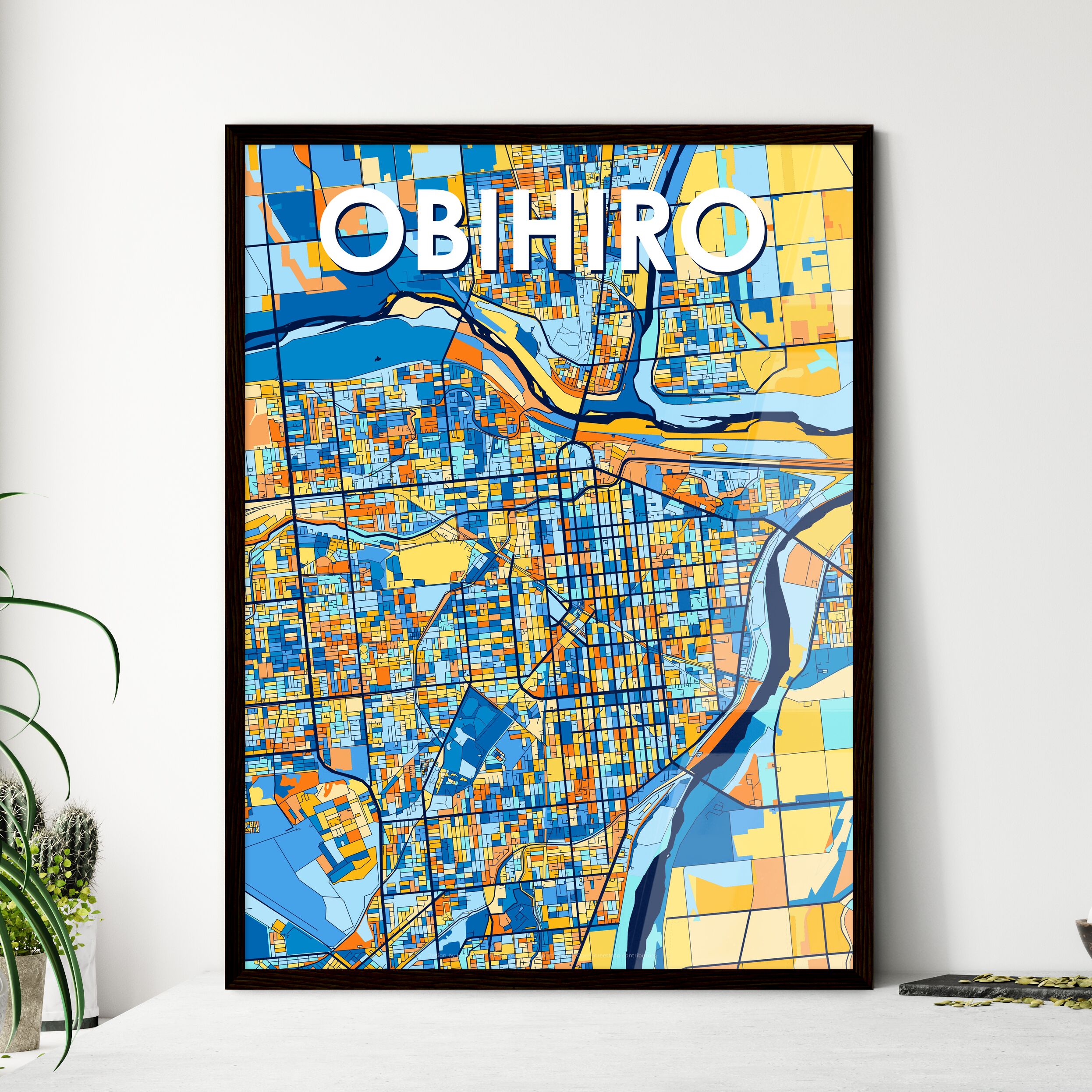 Obihiro Japan Vibrant Map Poster – HEBSTREIT