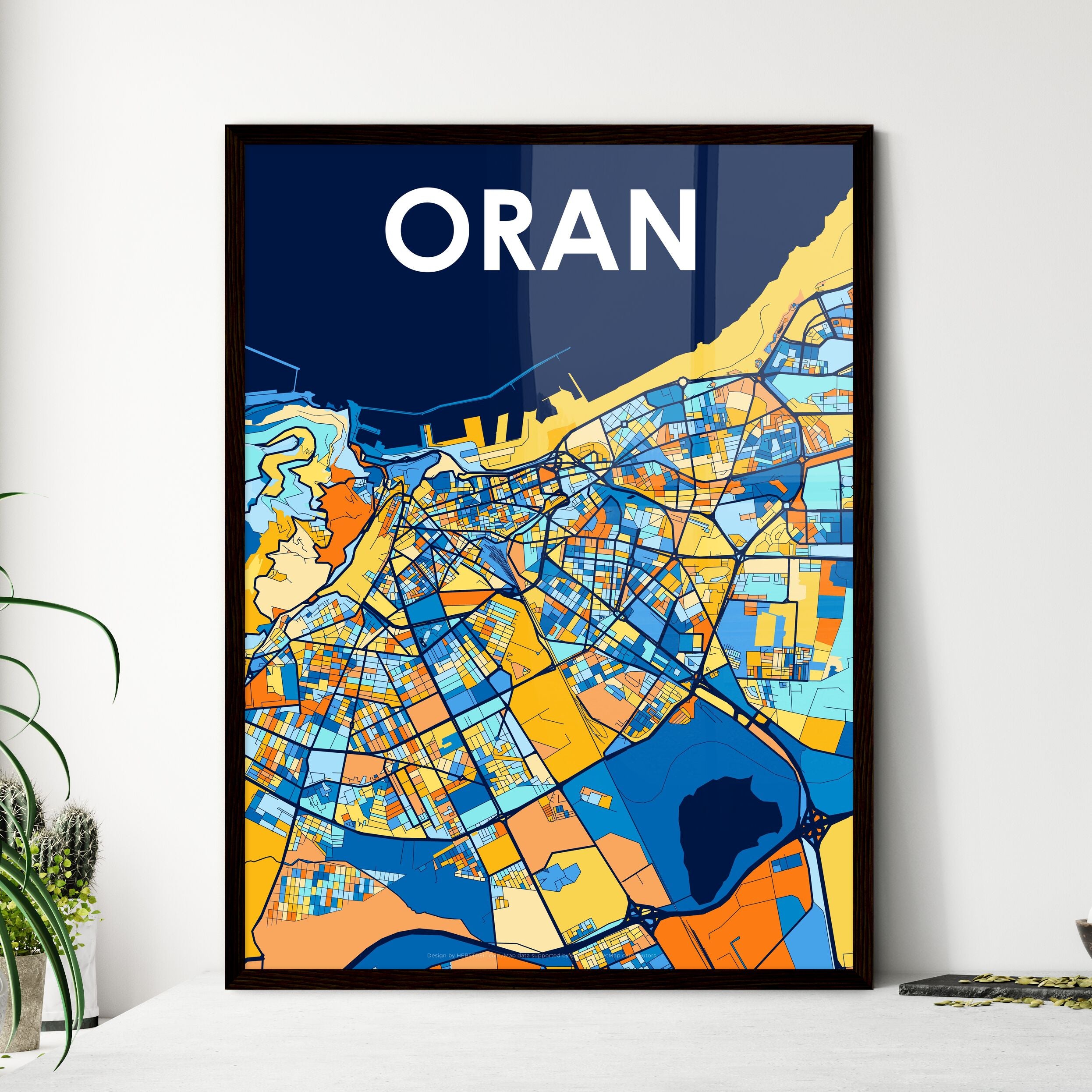 Oran Algeria Vibrant Map Poster – HEBSTREIT