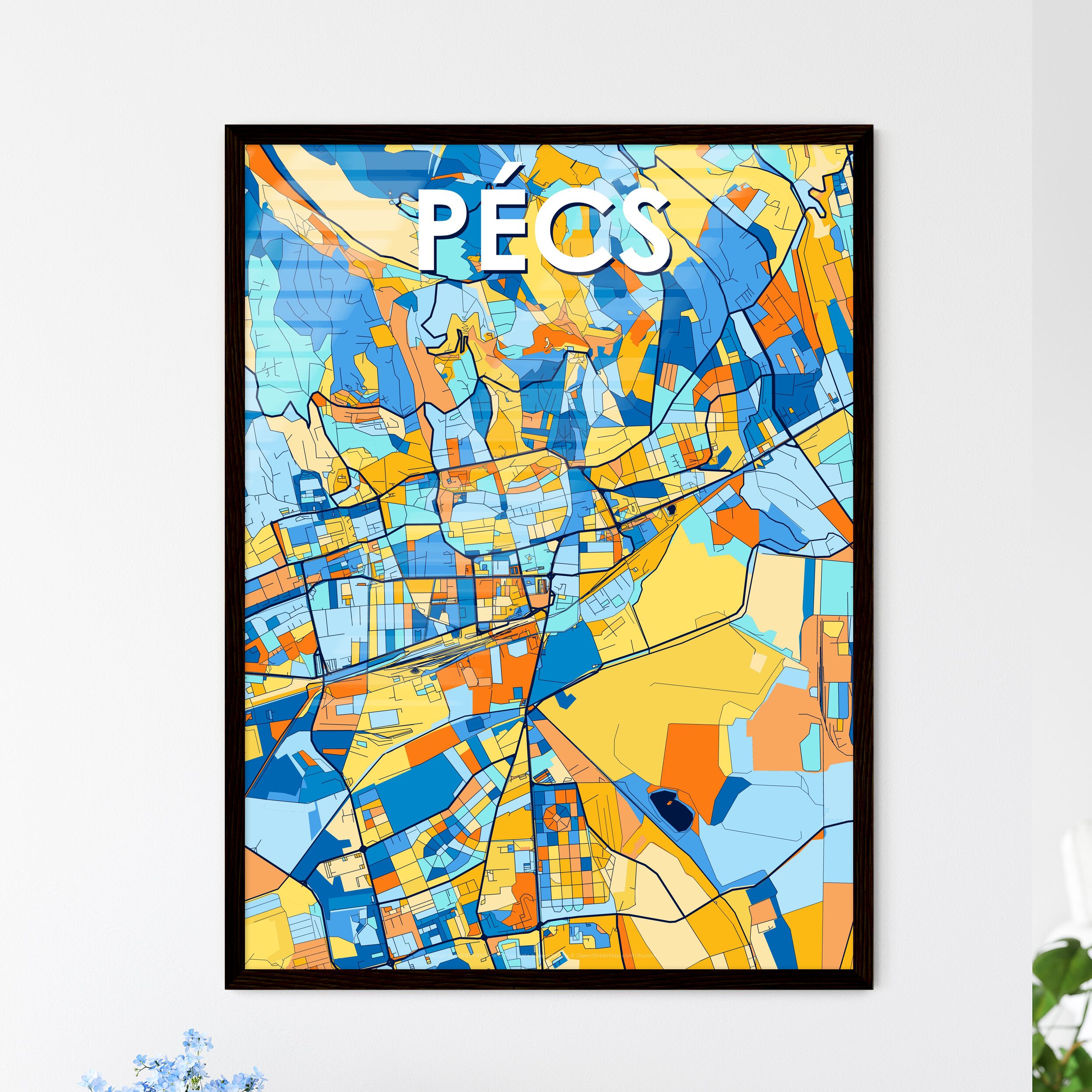 Pécs Hungary Vibrant Map Poster – HEBSTREIT