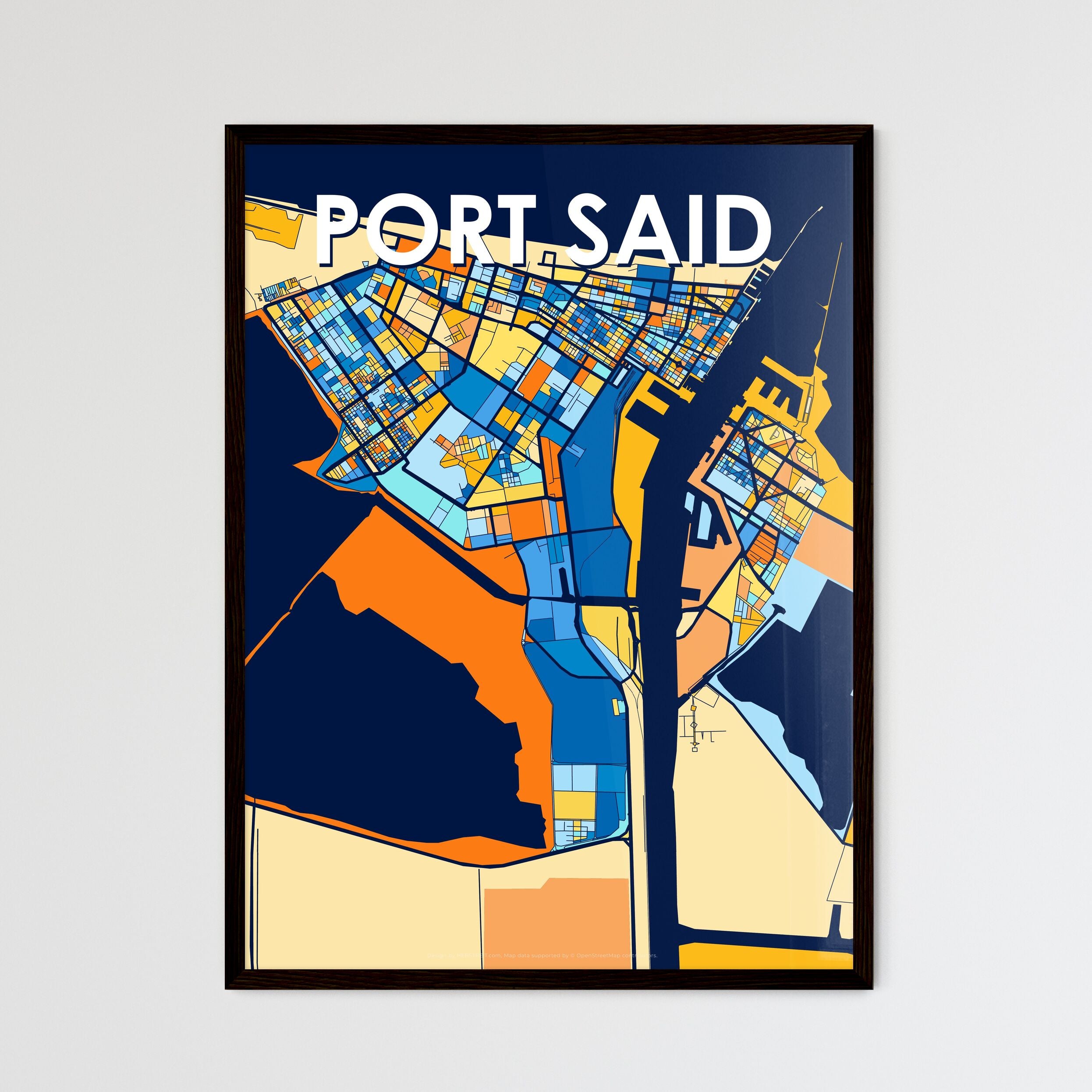 Port Said Egypt Vibrant Map Poster – HEBSTREIT