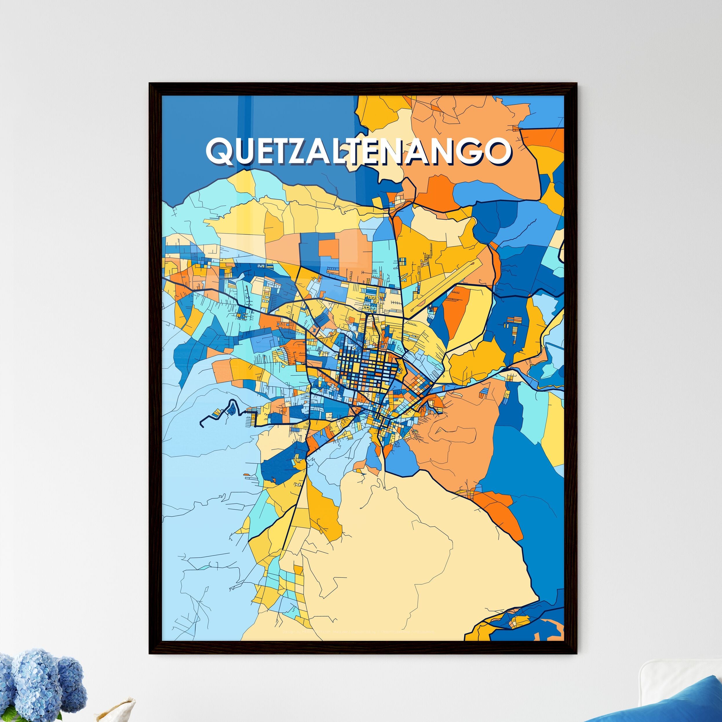 Quetzaltenango Guatemala Vibrant Map Poster – HEBSTREIT