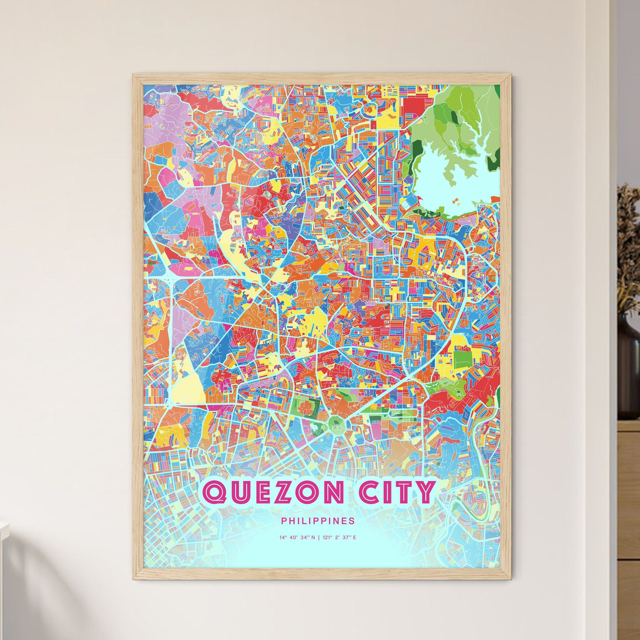 Colorful Quezon City Philippines Fine Art Map Print by HEBSTREIT