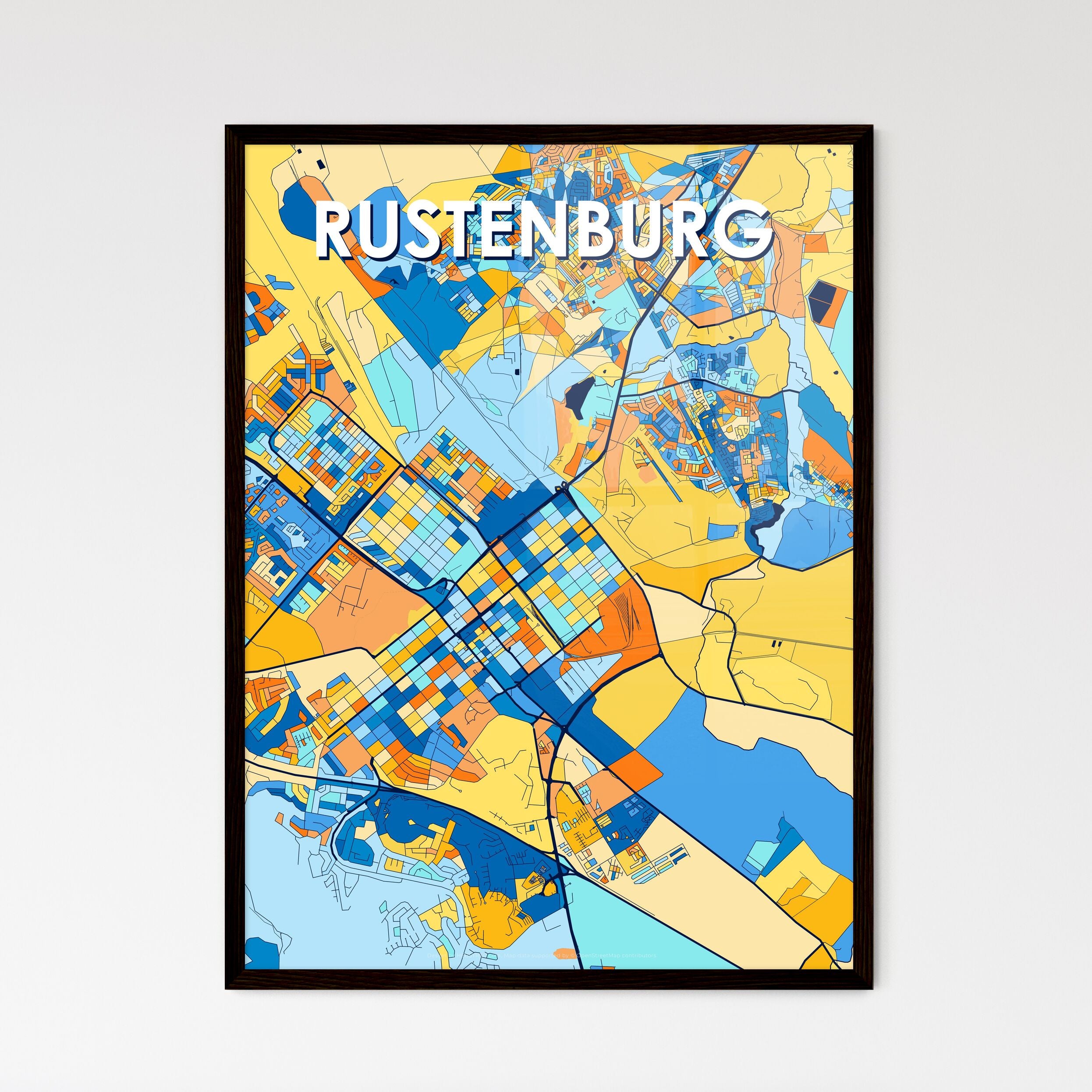 Rustenburg South Africa Vibrant Map Poster – HEBSTREIT