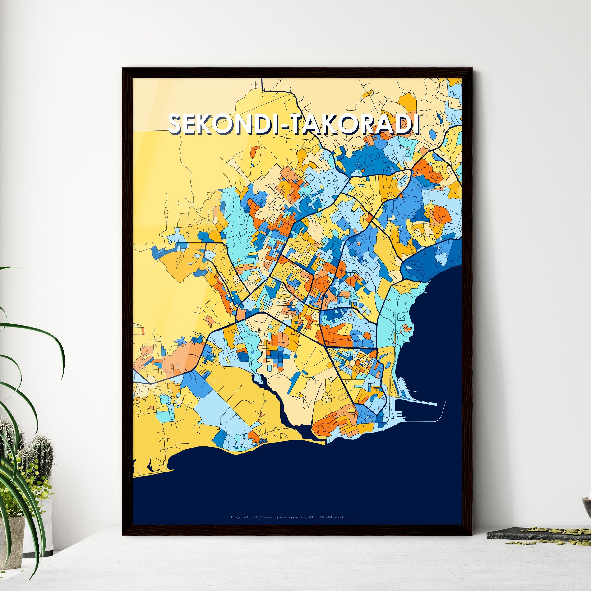 Sekondi-Takoradi Ghana Vibrant Map Poster – HEBSTREIT