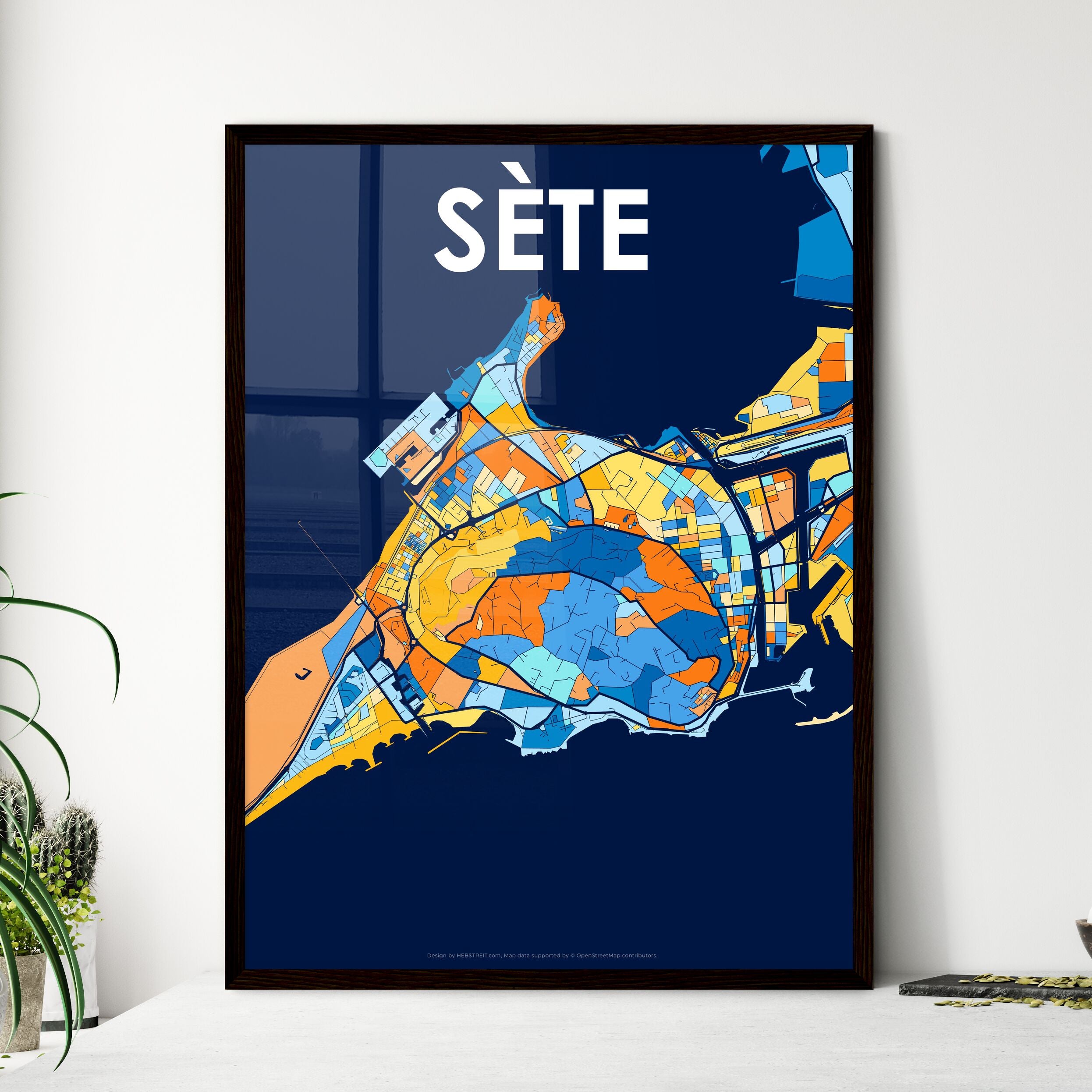 Sète France Vibrant Map Poster – HEBSTREIT