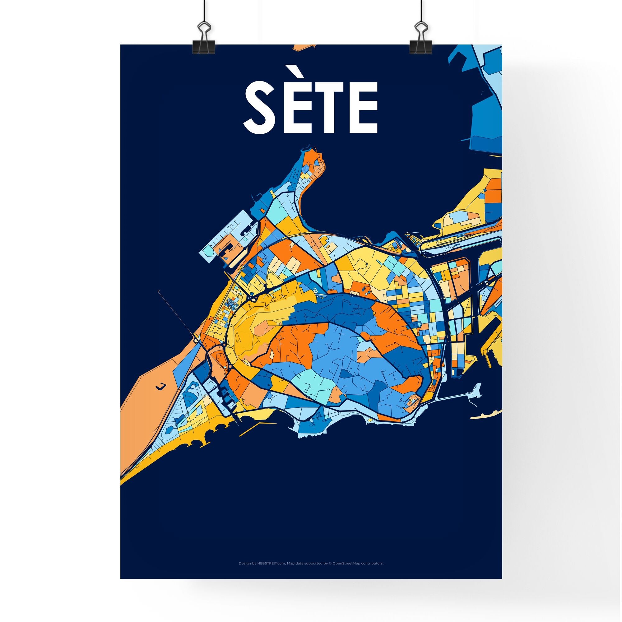 Sète France Vibrant Map Poster – HEBSTREIT
