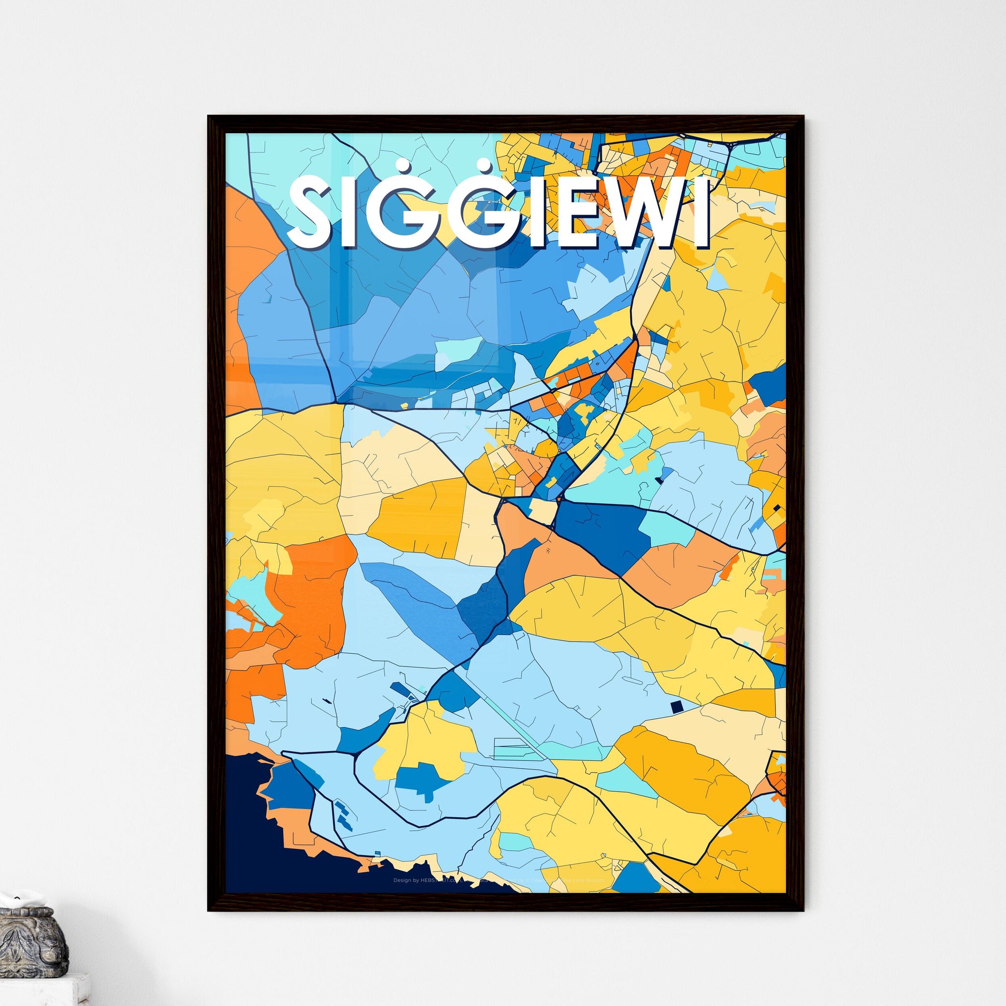 Siġġiewi Malta Vibrant Map Poster – HEBSTREIT