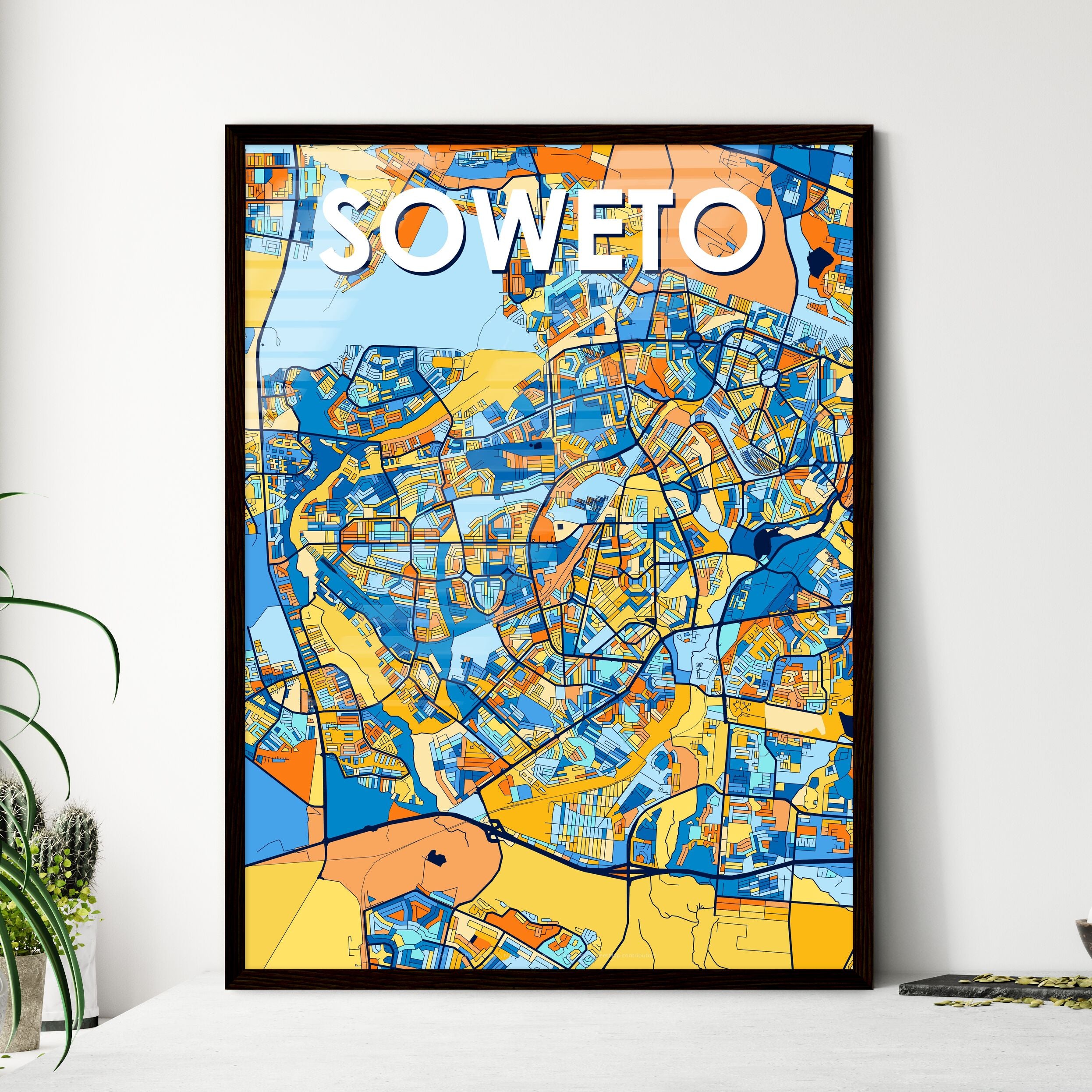 Soweto South Africa Vibrant Map Poster – HEBSTREIT