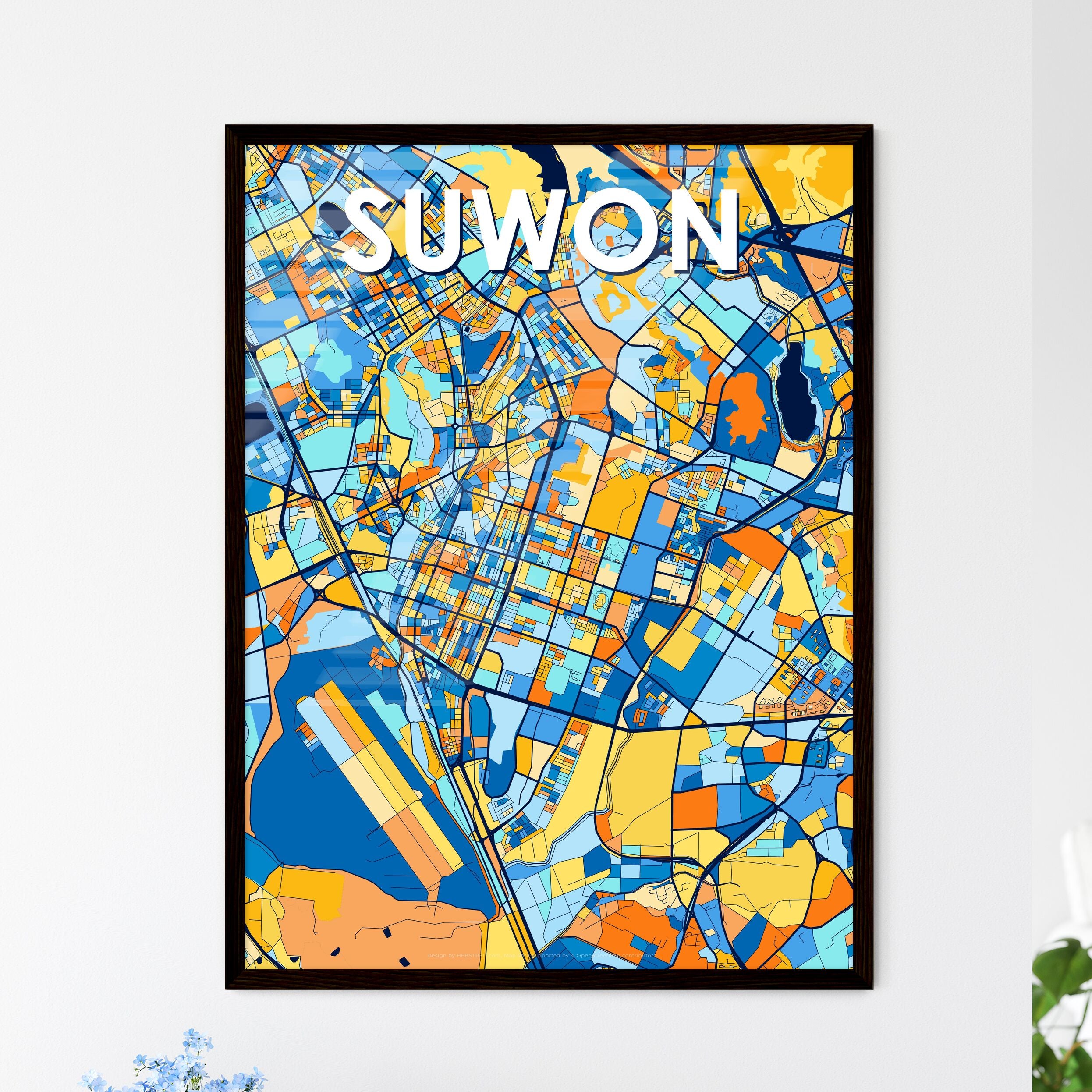 Suwon South Korea Vibrant Map Poster – HEBSTREIT