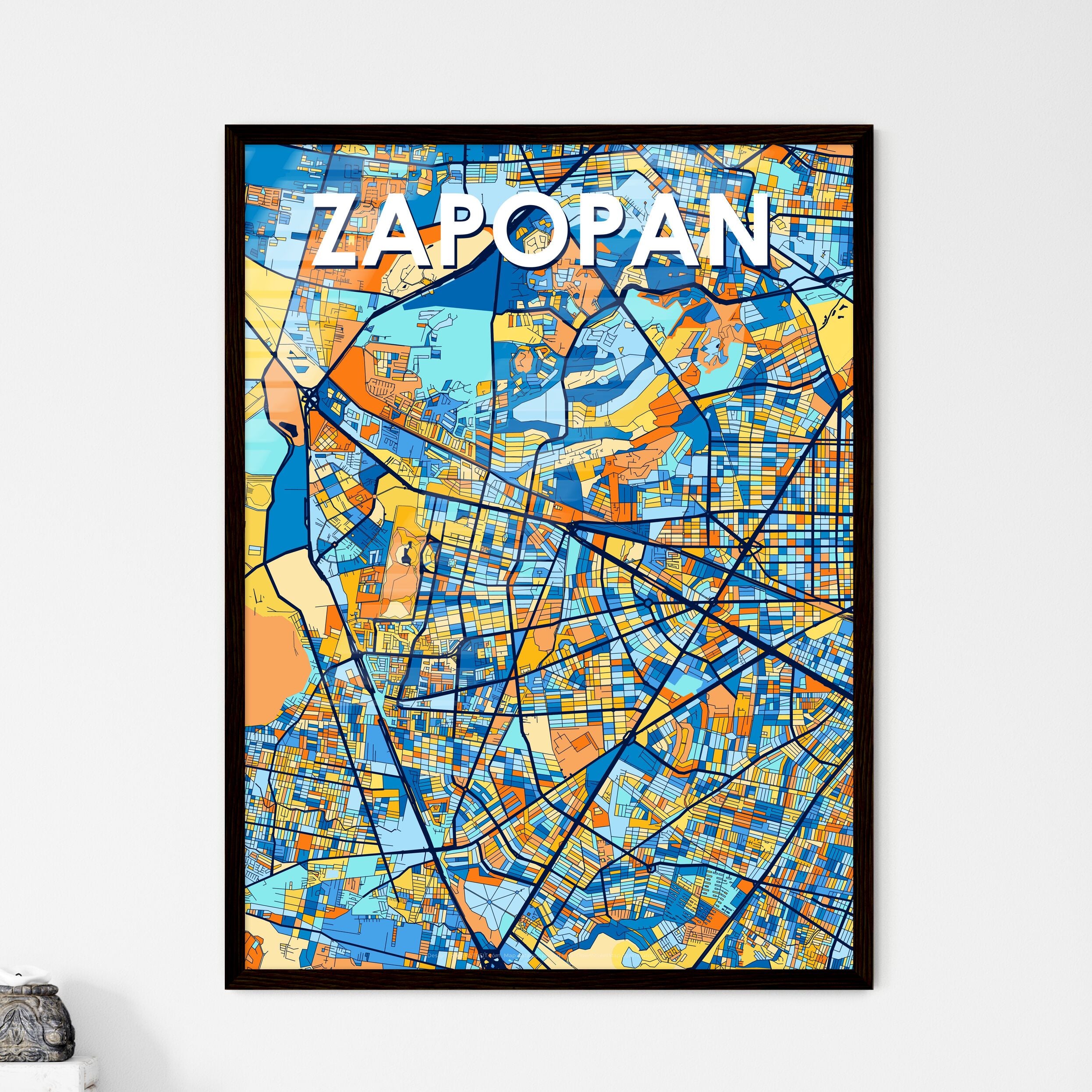 Zapopan Mexico Vibrant Map Poster – HEBSTREIT