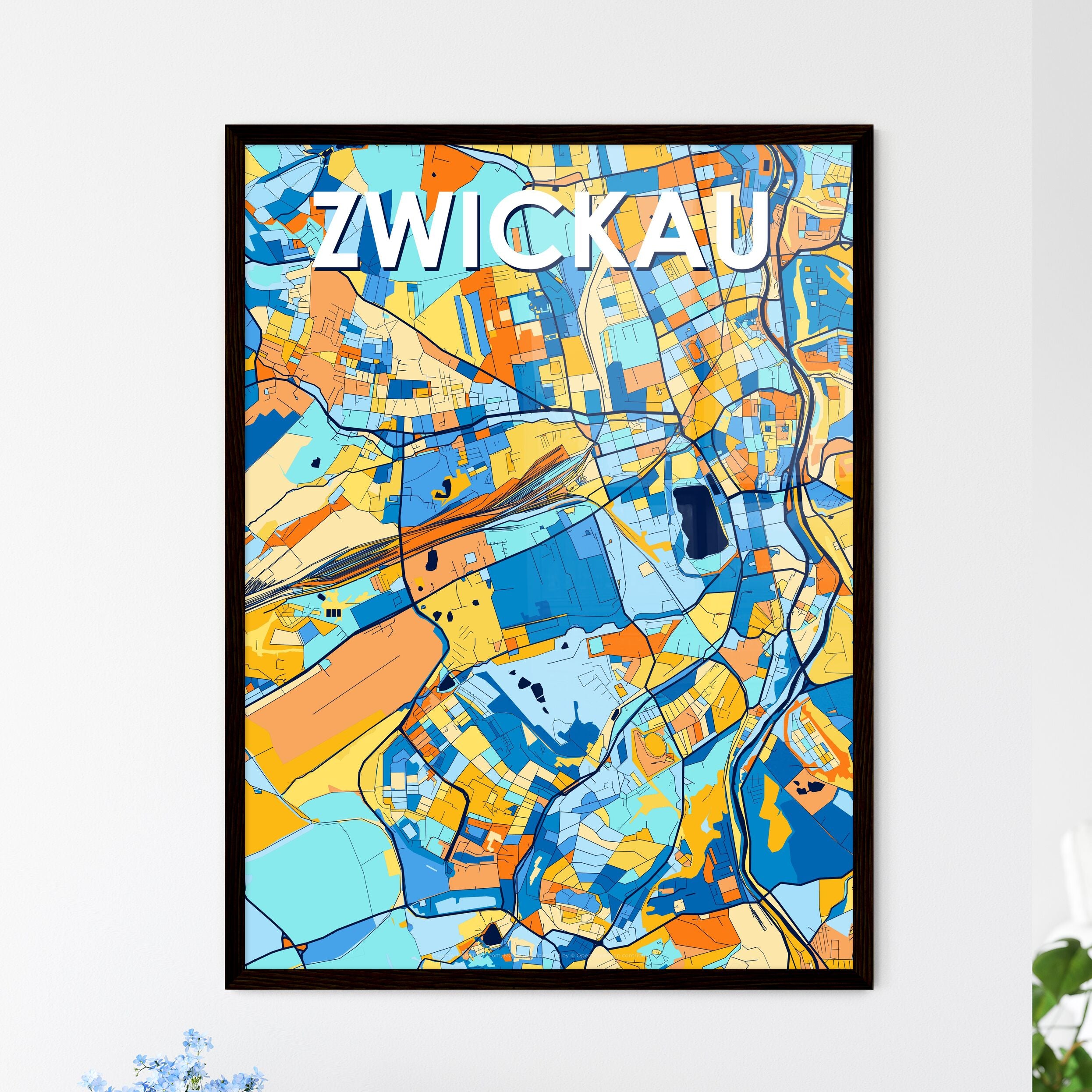 Zwickau Germany Vibrant Map Poster – HEBSTREIT