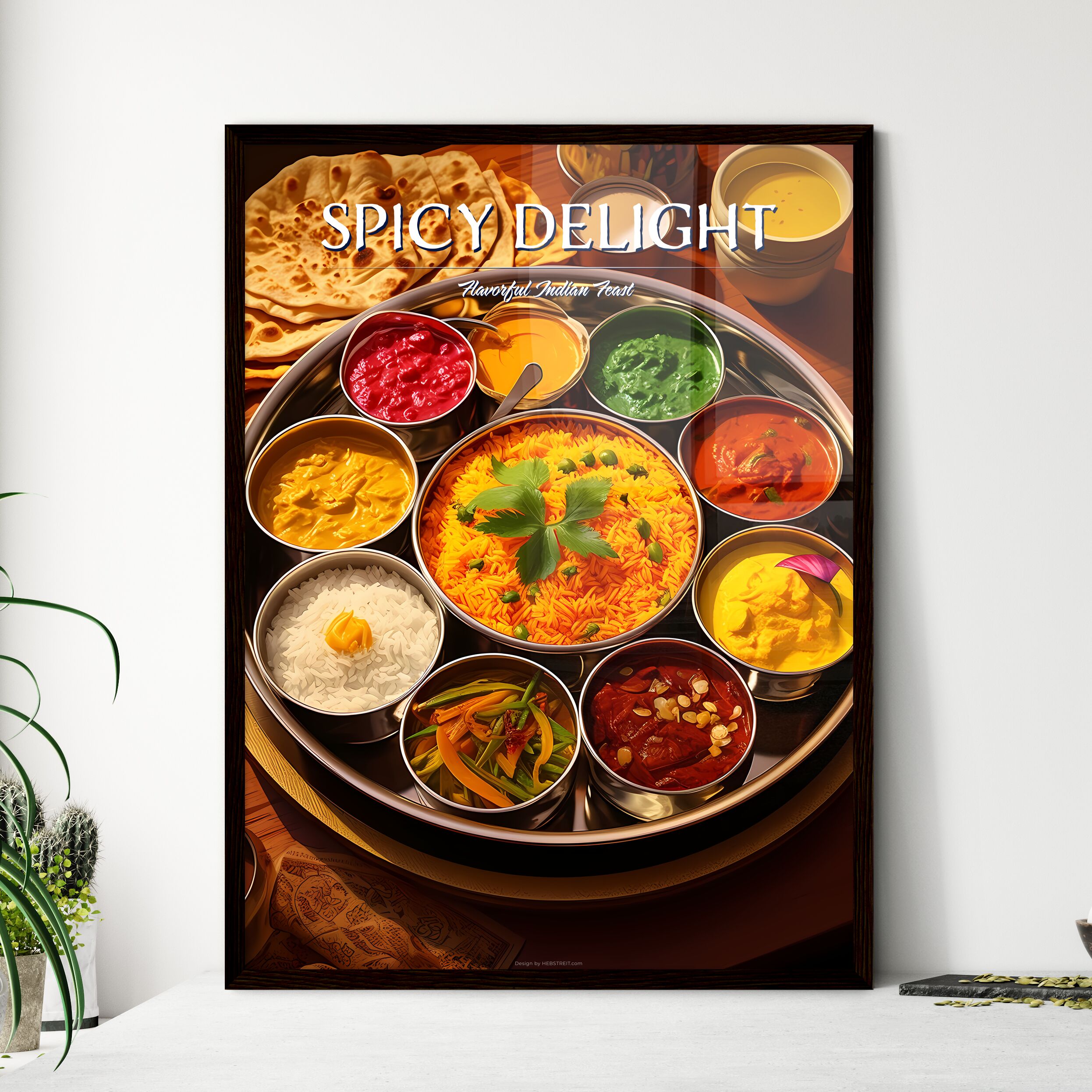 Indian Meal Thali Consisting Of Different Cu - Framed Art Print – HEBSTREIT